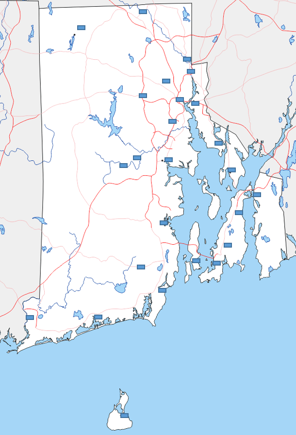 Rhode Island challenge : Place 25 cities on a map Quiz - By 40AngryMexicans