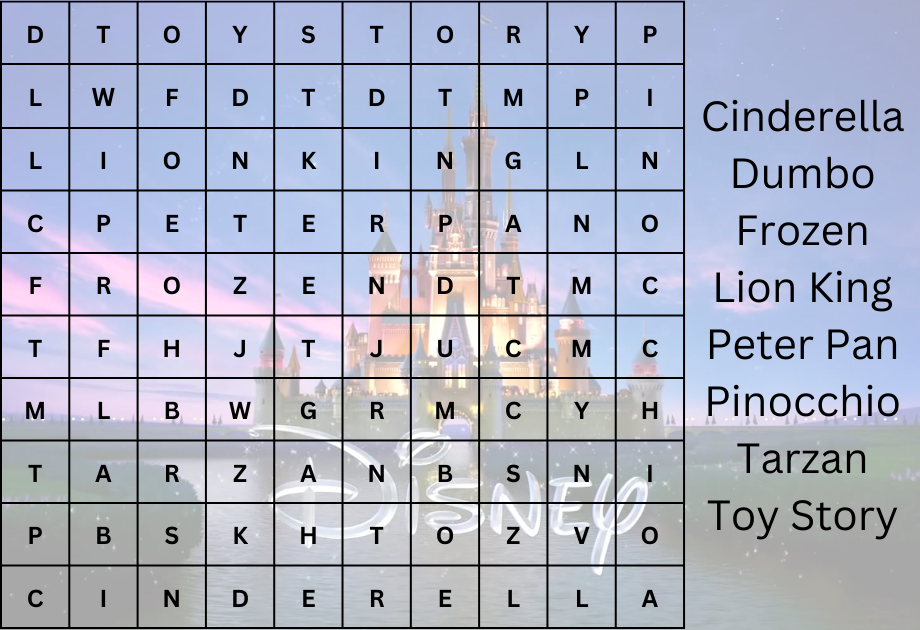 Word Search: Disney Movies Quiz - By AstronoMae