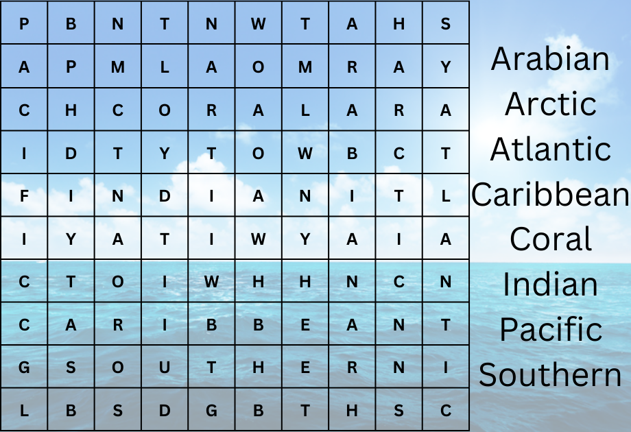 Word Search: Oceans and Seas Quiz - By AstronoMae